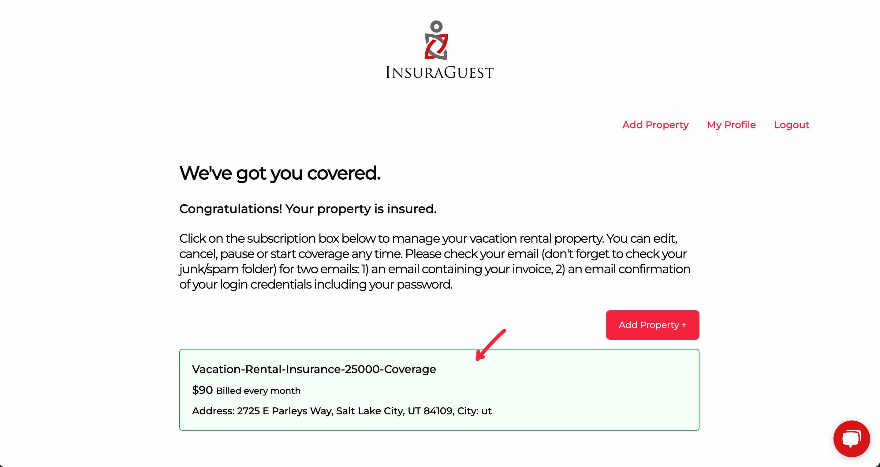 Update Address for Vacation Rental Insurance Subscription